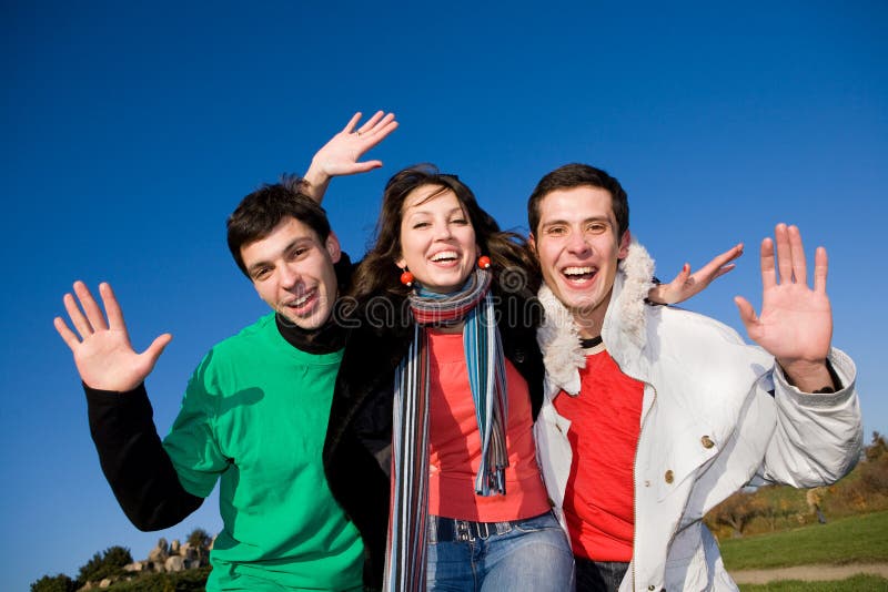 Happy funny people jumping stock photo. Image of natural - 7028800