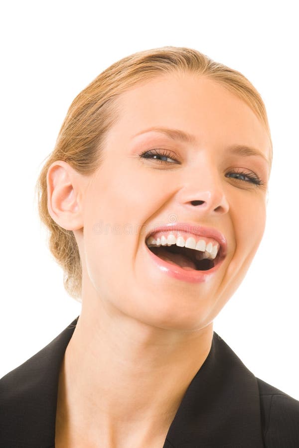 Happy Laughing Businesswoman Stock Photo - Image of expressive ...