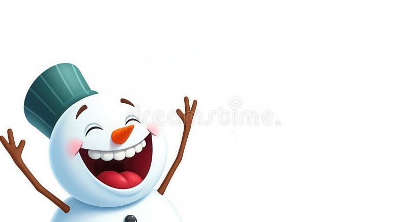 Happy Laughing Snow Man with Copy Space Stock Illustration ...