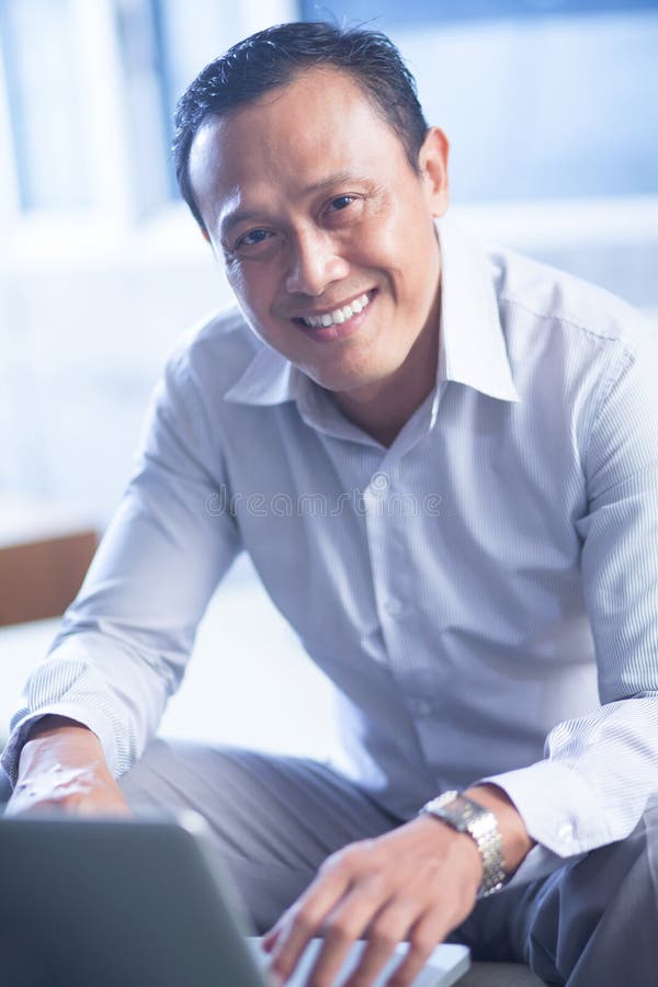 Happy leader stock photo. Image of laptop, happiness - 26336444