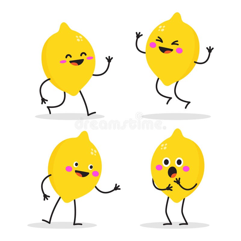 Happy Lemon Simple Clean Cartoon Illustration Stock Vector ...