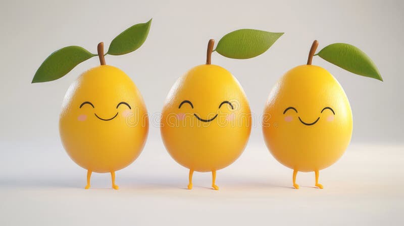Happy Lemon Characters stock illustration. Illustration of character ...