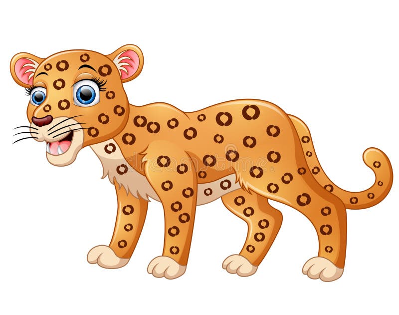 Cartoon leopard walking stock vector. Illustration of ferocious - 99344549