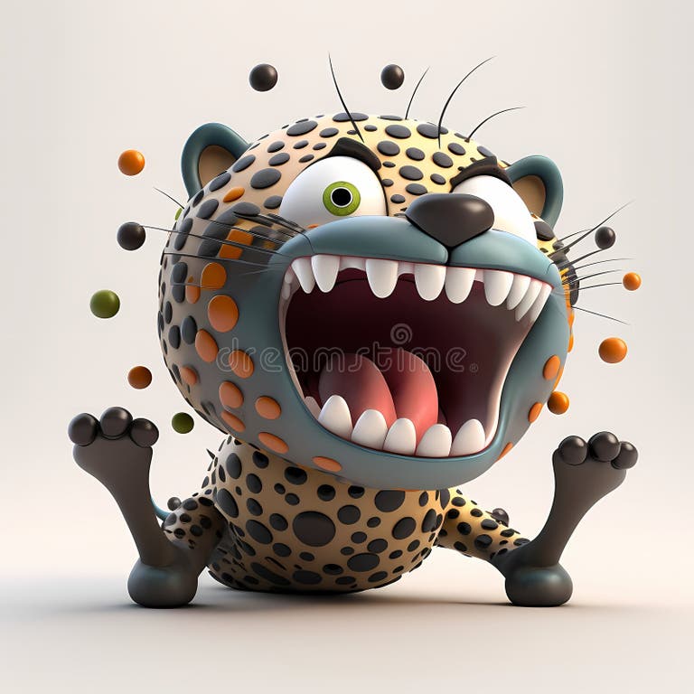 Happy Leopard Cartoon. Generative AI Stock Illustration - Illustration ...