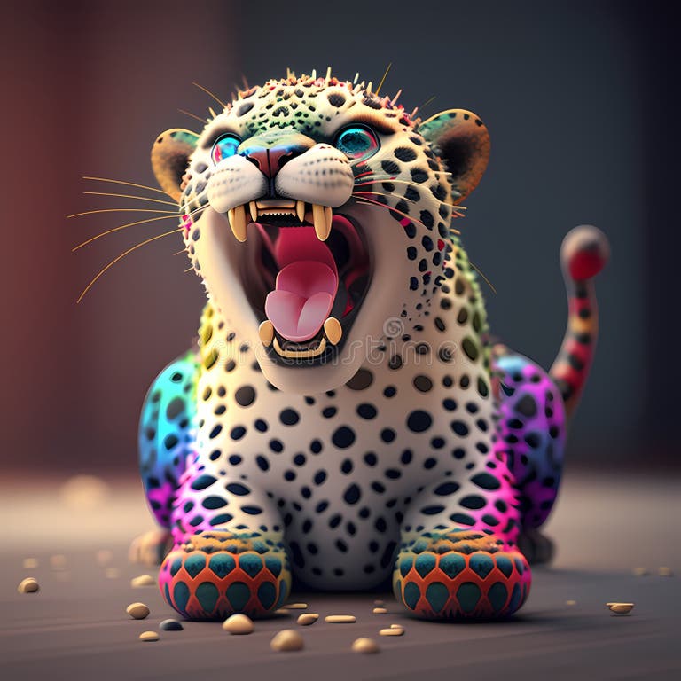 Happy Leopard Cartoon. Generative AI Stock Illustration - Illustration ...