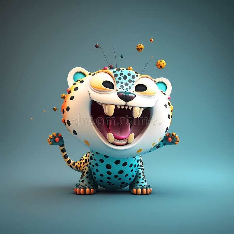 Happy Leopard Cartoon. Generative AI Stock Illustration - Illustration ...
