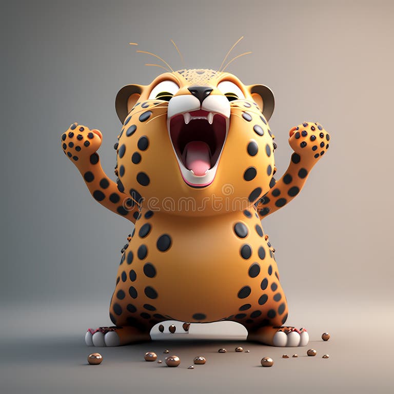 Happy Leopard Cartoon. Generative AI Stock Illustration - Illustration ...
