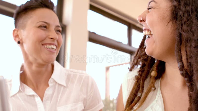 Two Happy Lesbian Luxuriate In Bed At Home Stock Footage Video Of