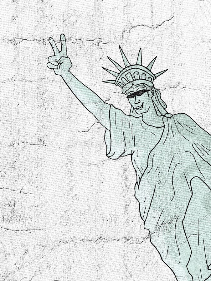 Happy liberty statue stock illustration. Illustration of sunglasses ...