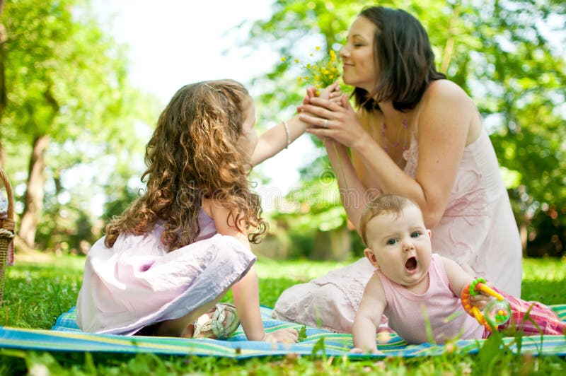 Happy Life - Mother with Children Stock Photo - Image of girl, activity ...