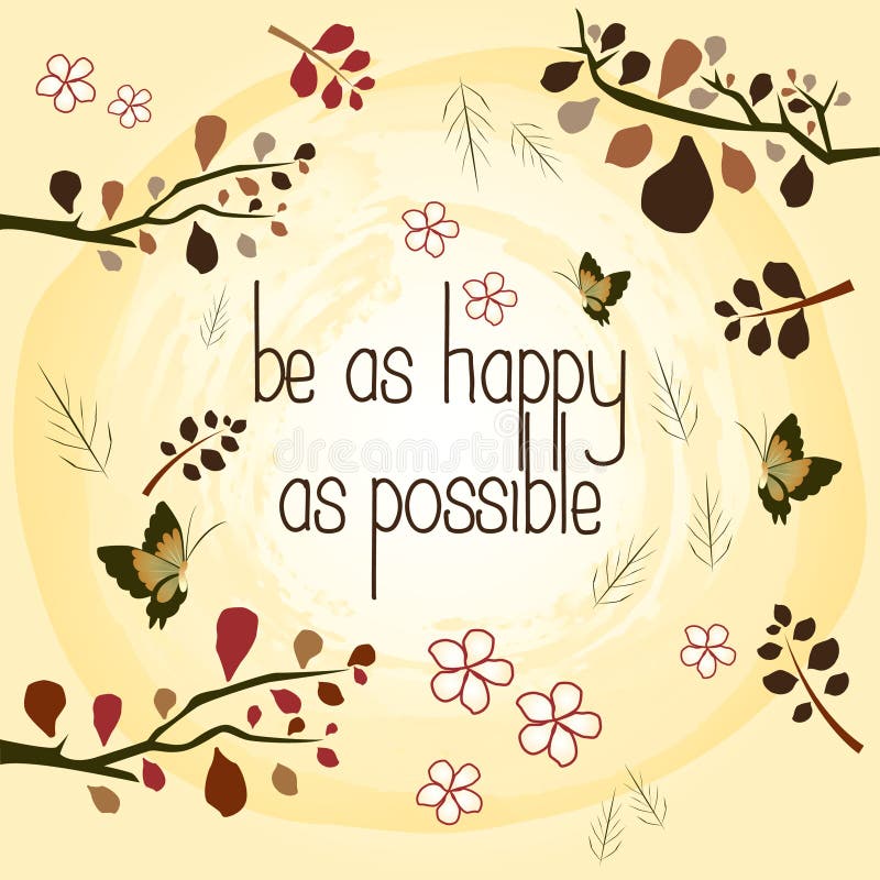 Happy Life Quote Design. Vector Illustration Decorative Design Stock ...