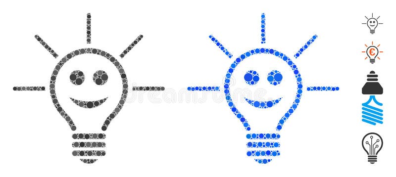 Happy Light Bulb Composition Icon of Spheric Items Stock Illustration ...