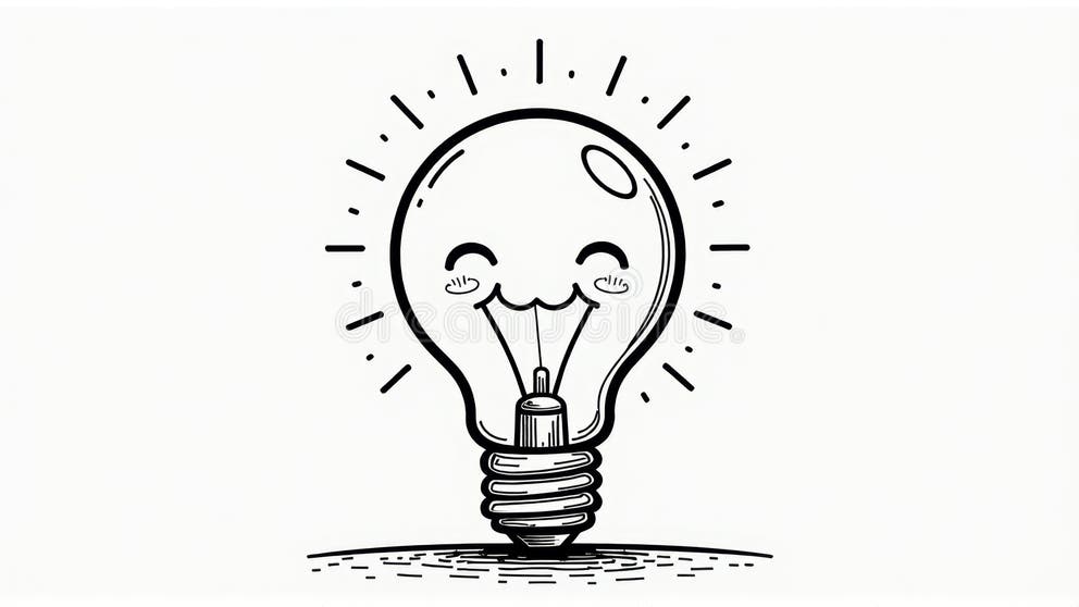 Happy Light Bulb Idea Cartoon Stock Illustration - Illustration of ...