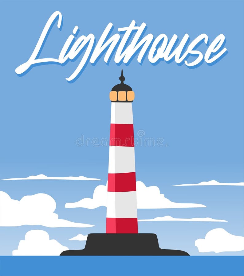 Happy Lighthouse Day with a Lighthouse that Emits Light Stock ...