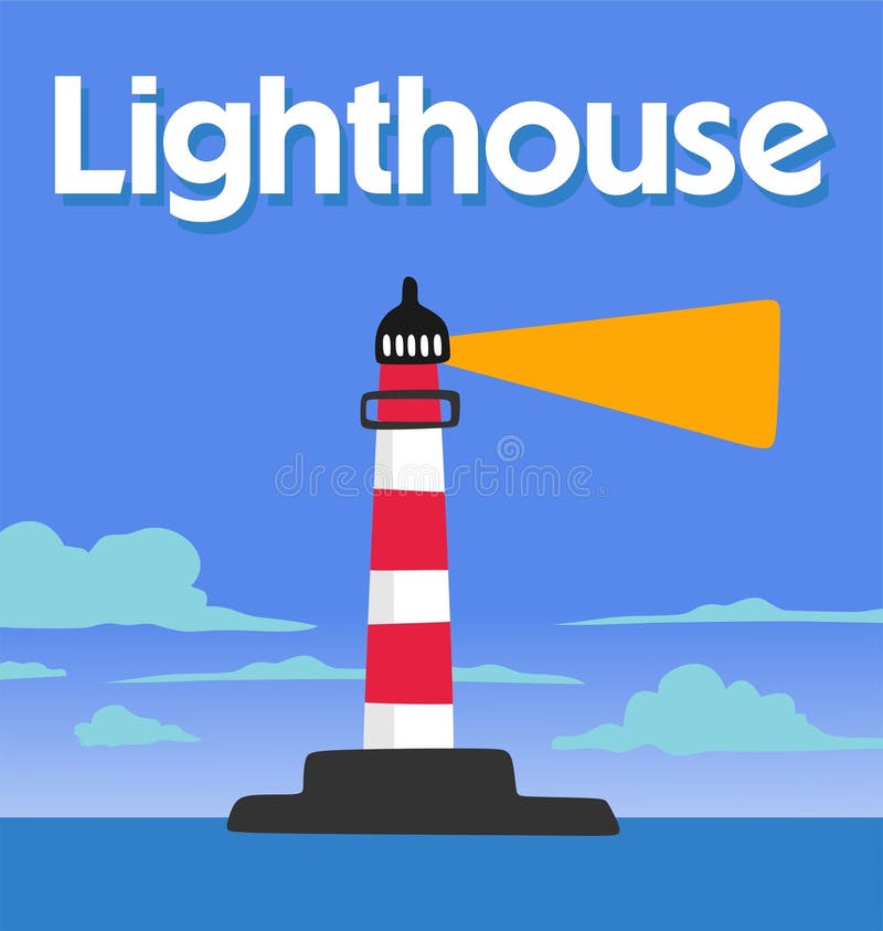 Happy Lighthouse Day with a Lighthouse that Emits Light Stock ...