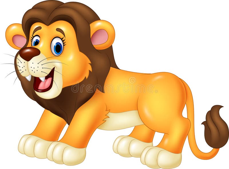 Happy Lion with Jungle Background Stock Vector - Illustration of mammal ...