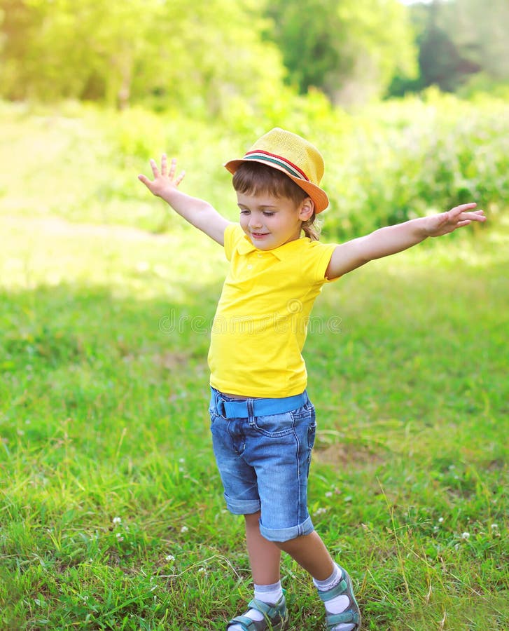 Happy Little Boy Child Having Fun Playing in Summer Stock Photo - Image ...