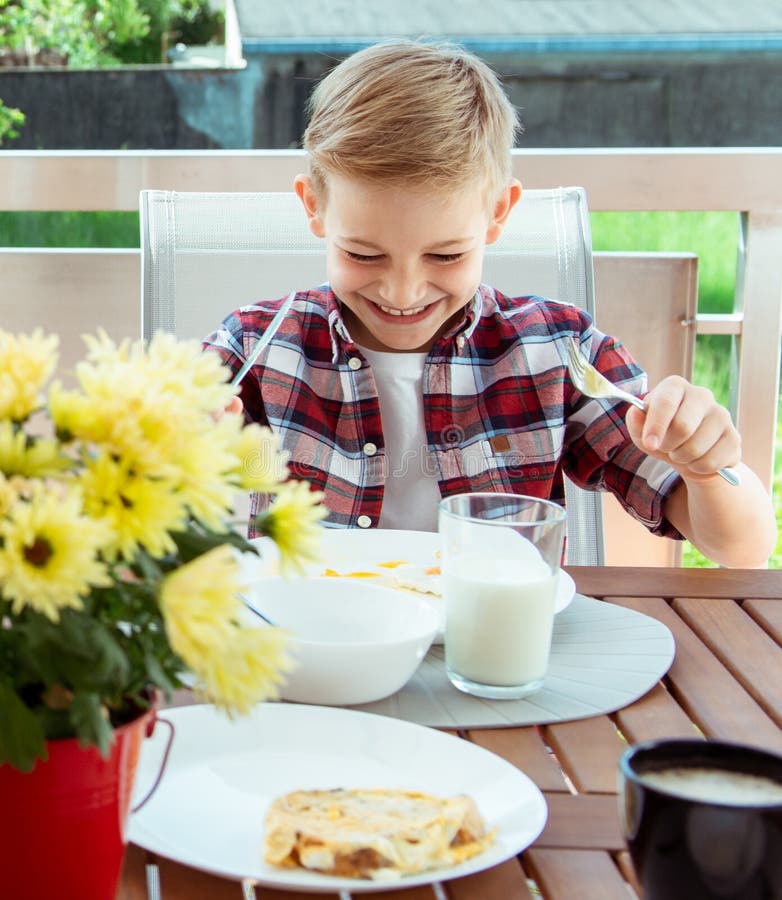 Little Smart School Boy Making Homework at Desk in Room Stock Photo ...
