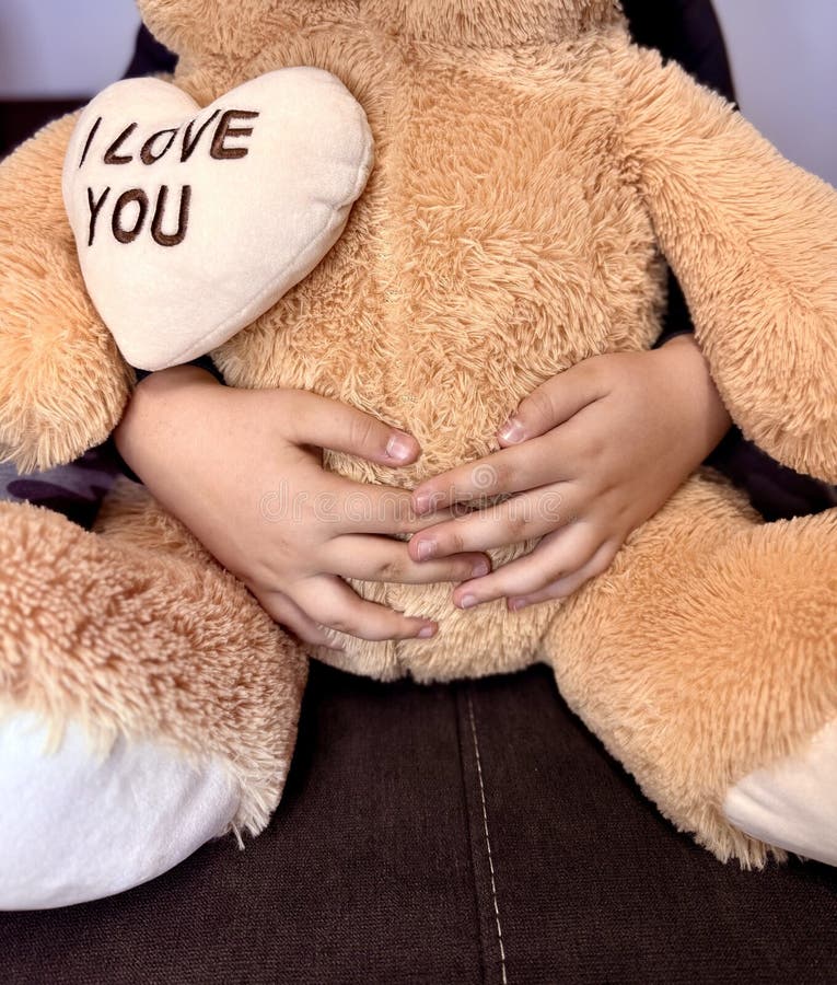 Happy Little Boy Hugging Teddy Bear with Drip in Hand Smiling Stock ...
