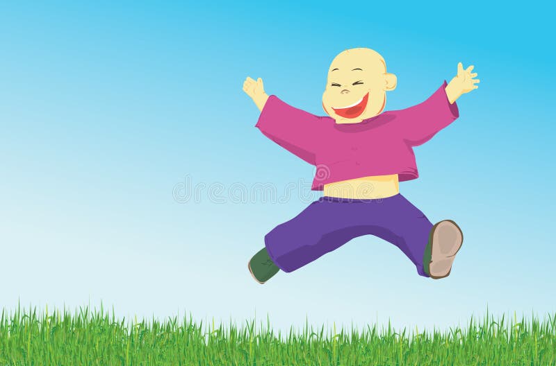 Happy little boy jumping stock vector. Illustration of jumping - 5730030