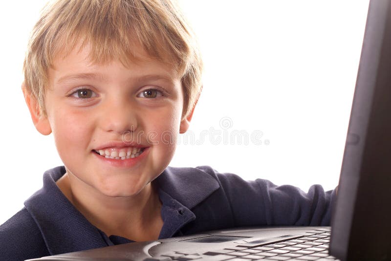 Happy Little Boy With Laptop Computer Picture. Image: 6787904