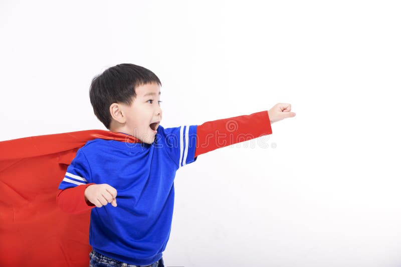 Happy Little Boy in Red Super Hero Cape and Mask Stock Image - Image of ...