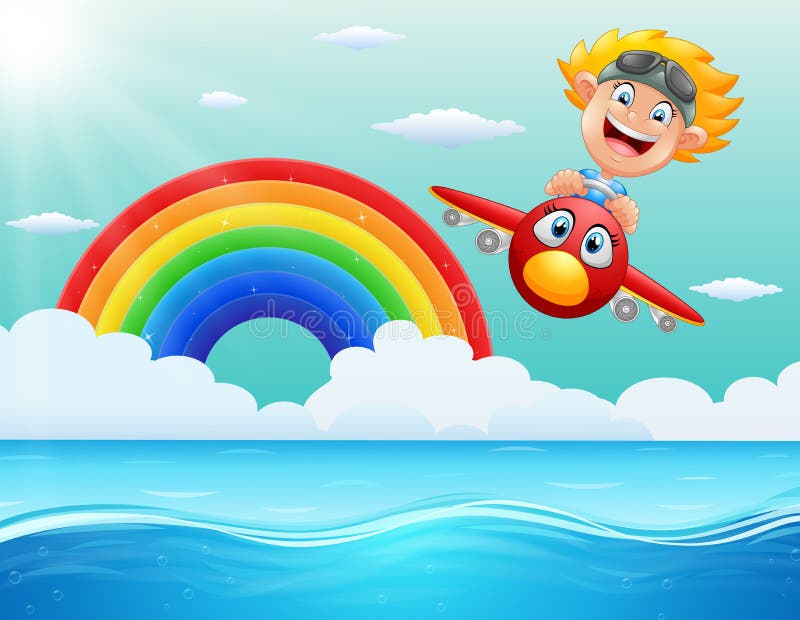 Happy plane cartoon stock vector. Illustration of plane - 75791492