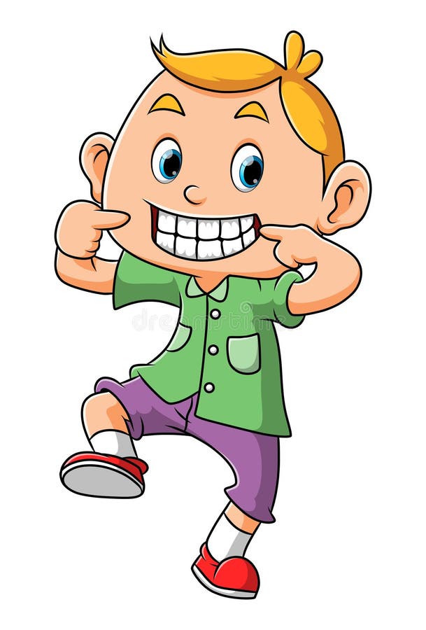 The Happy Little Boy is Showing the Clean Teeth Stock Vector ...