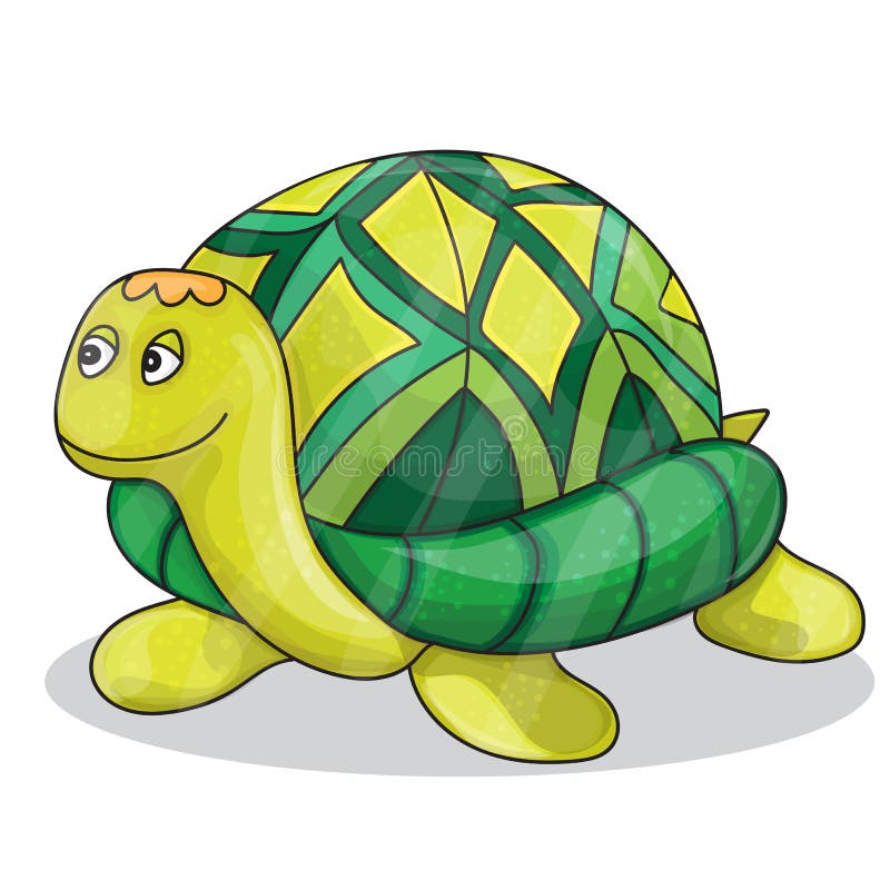Happy Little Cartoon Turtle Smiling Vector Stock Vector - Illustration ...