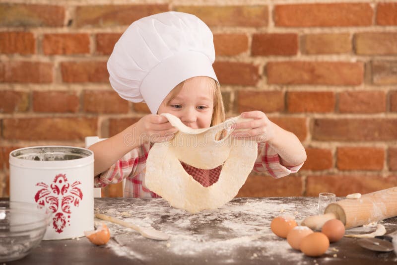 Happy Little Chef in the Kitchen Stock Image - Image of childhood ...