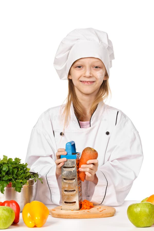 Happy Little Chef with Lots of Vegetables Stock Photo - Image of ...