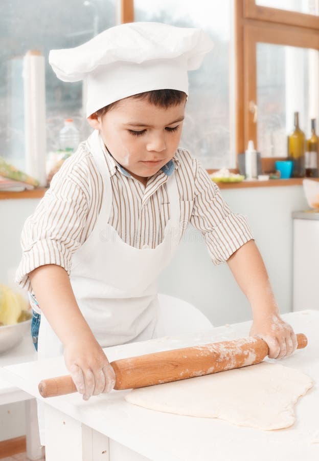 Happy Little Chefs Preparing Dough in the Kitchen Stock Photo - Image ...