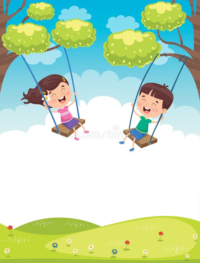 Swinging on a Tree Branch Vector Illustration Stock Vector ...