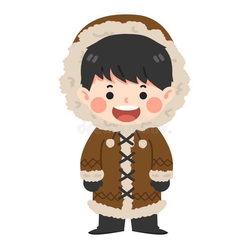 Happy Little Eskimo Boy Cartoon Stock Vector - Illustration of coat ...