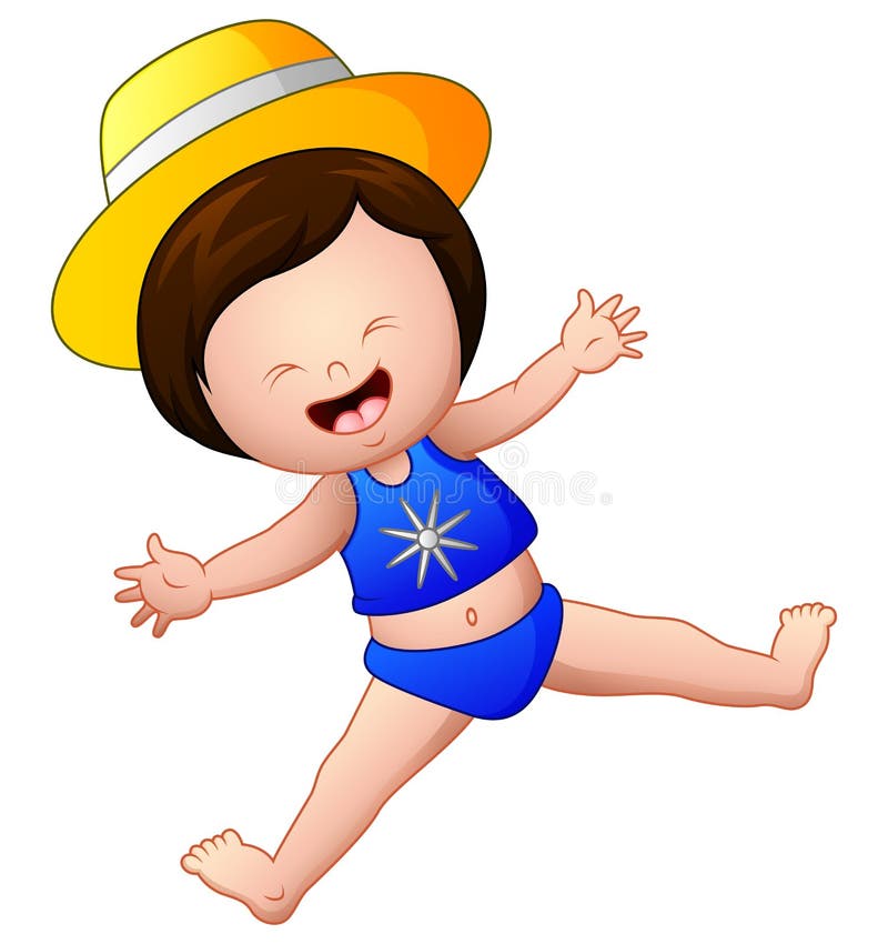 Happy Little Girl in Blue Swimsuit Jump Stock Vector - Illustration of ... Happy Little Girl in Blue Swimsuit Jump Stock Vector - Illustration of ...