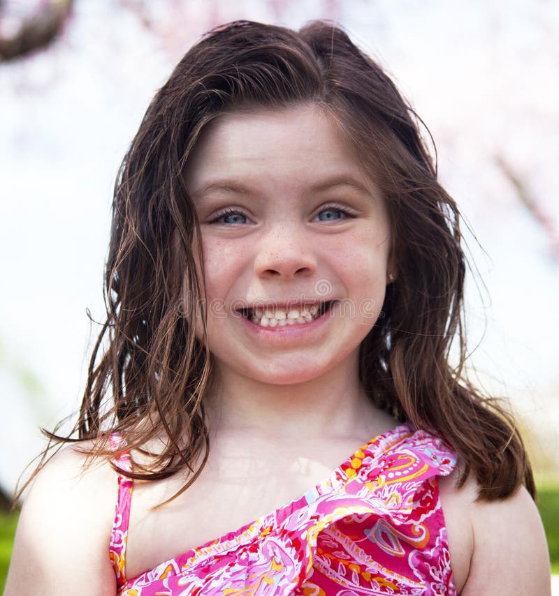 Pretty Little Girl in a Dress Stock Image - Image of natural, little ...