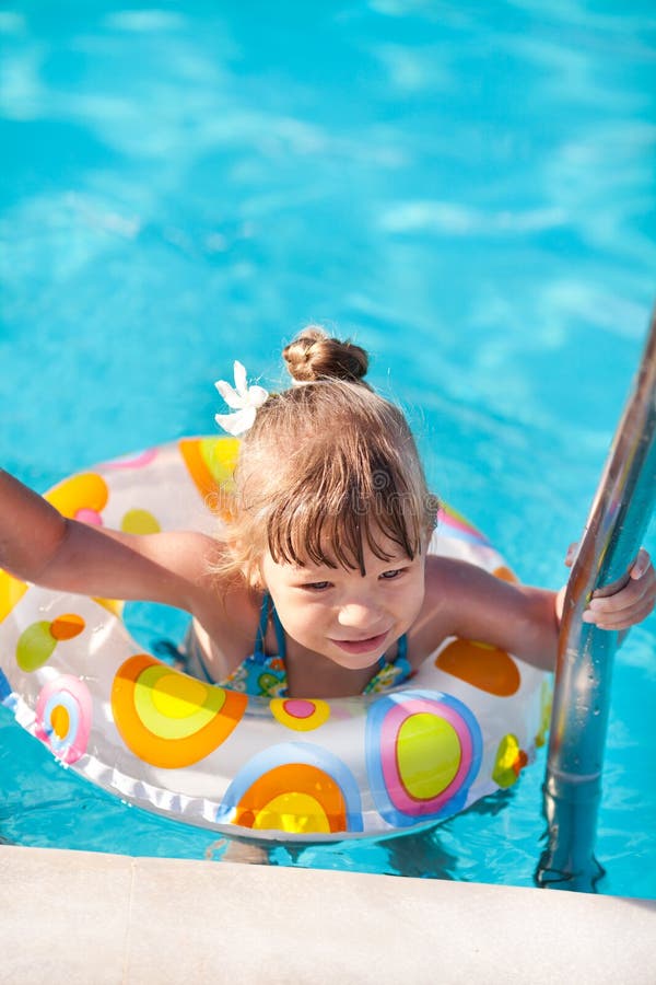 Happy Little Girl in the Pool Stock Photo - Image of years, child: 51089976