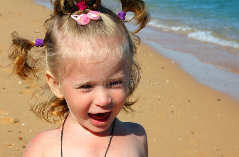 Happy Little Girl On Sand Beach Royalty Free Stock Images - Image: 18290899