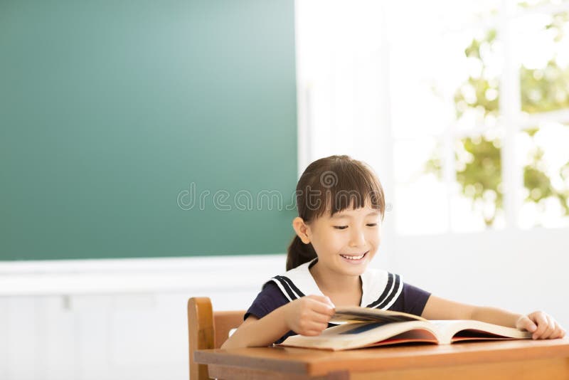 Happy Little Girl Study in the Classroom Stock Photo - Image of learn ...
