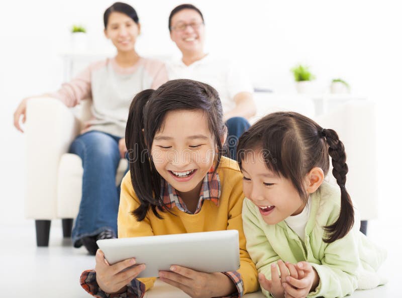 Girls Using Computers in Class with Teacher Stock Image - Image of ...