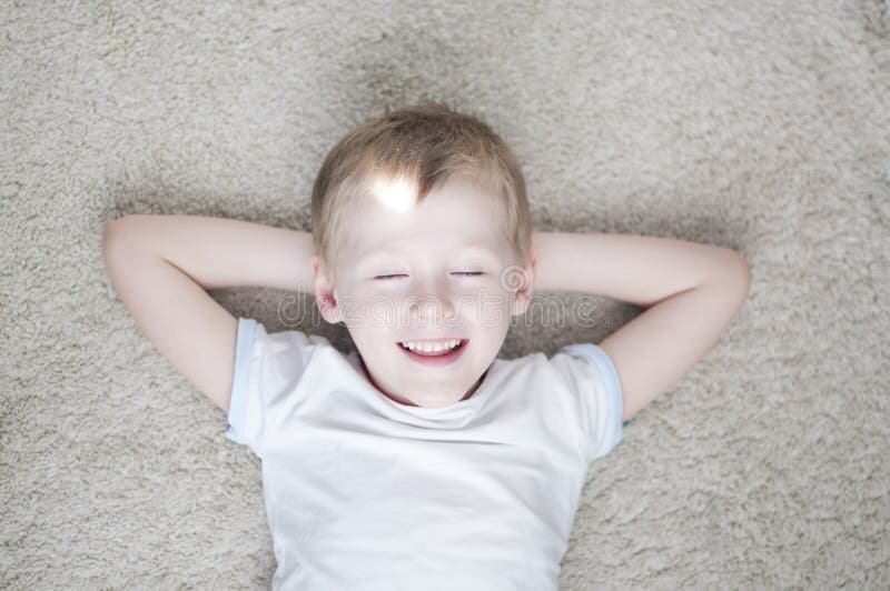 Happy little kid stock image. Image of relax, cozy, floor - 68659973