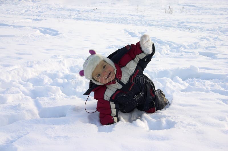 Happy little kid in snow stock image. Image of december - 11434607