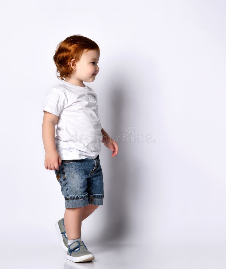 Happy Little Kid Walking - Isolated Over a White Background Stock Image ...
