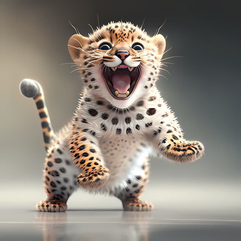 Happy Little Leopard. Generative AI Stock Illustration - Illustration ...