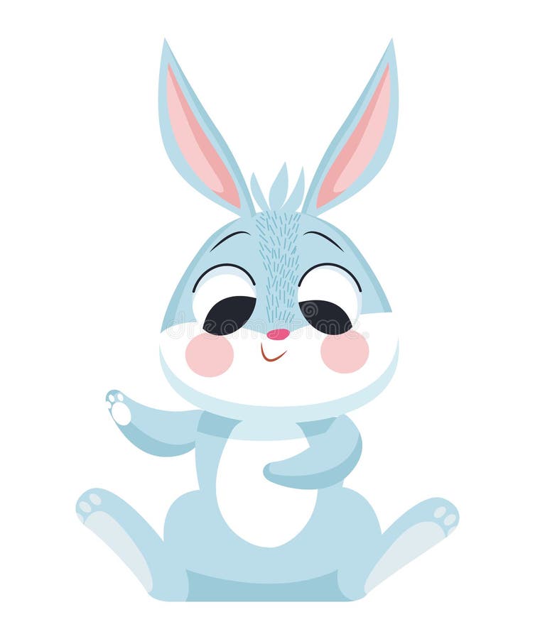 Happy Little Rabbit Seated Comic Character Stock Vector - Illustration ...