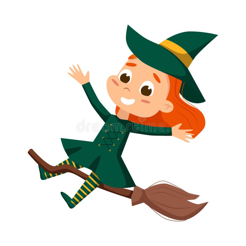 Cute Girl Cartoon Wearing Witch Costume Stock Illustrations 445 Cute