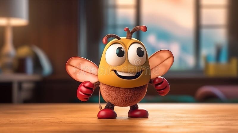 Happy Looking Fly Standing on Living Room Table. Stock Illustration ...