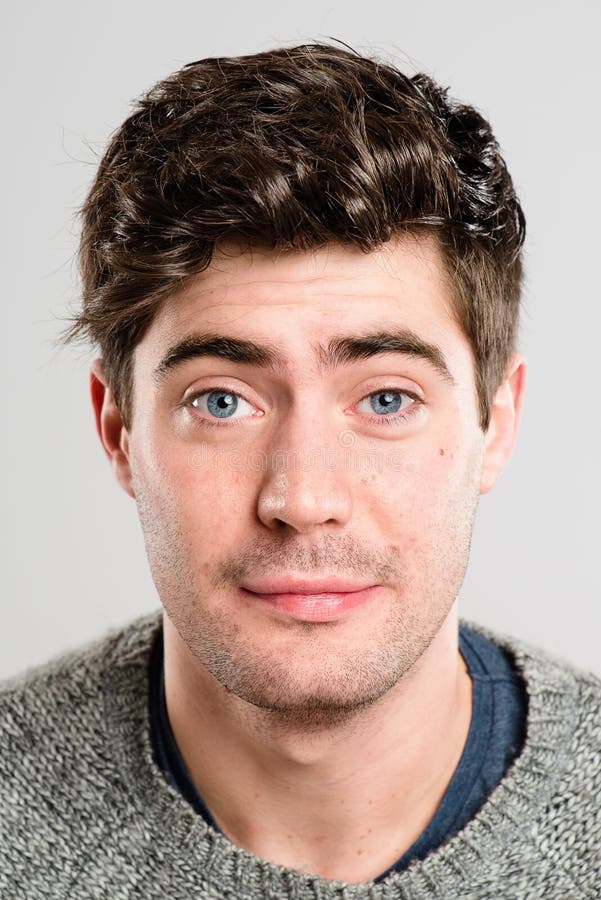 Happy Man Portrait Real People High Definition Grey Background Stock ...