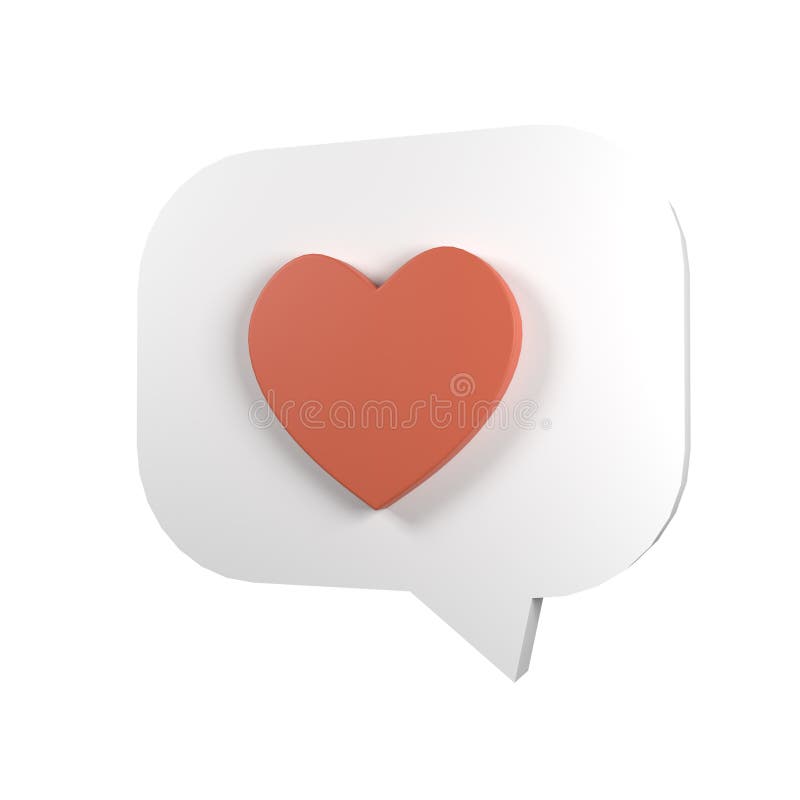 Happy Love. Chat Sign with Heart Icon. 3D Illustration Stock ...