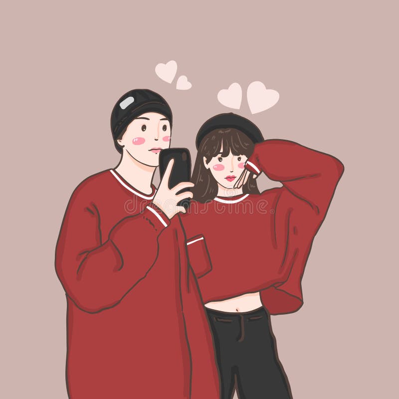 Happy Love Couple Fall in Love, Illustration, Valentine Celebration ...